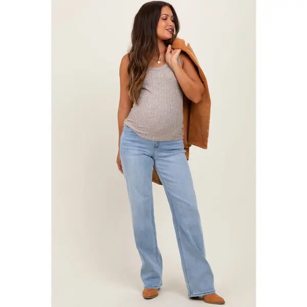 PINKBLUSH Relaxed Straight Leg Maternity Jeans - Light Blue