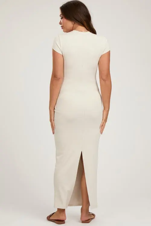 PINKBLUSH Fitted Short Sleeve Maternity Maxi Dress
