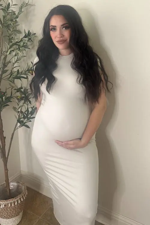 PINKBLUSH Fitted Short Sleeve Maternity Maxi Dress