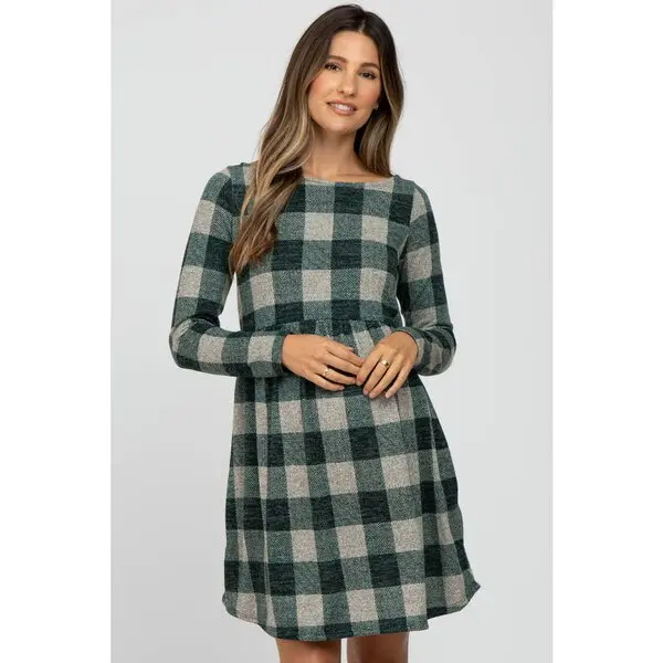 PINKBLUSH Plaid Knit Maternity Dress