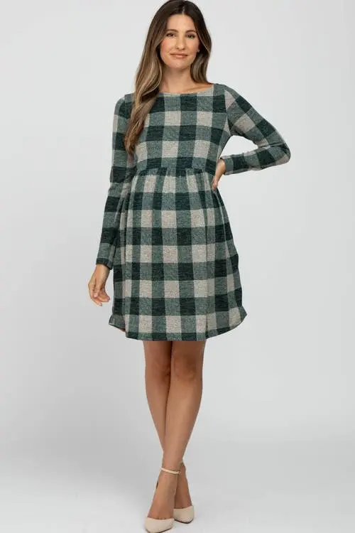 PINKBLUSH Plaid Knit Maternity Dress