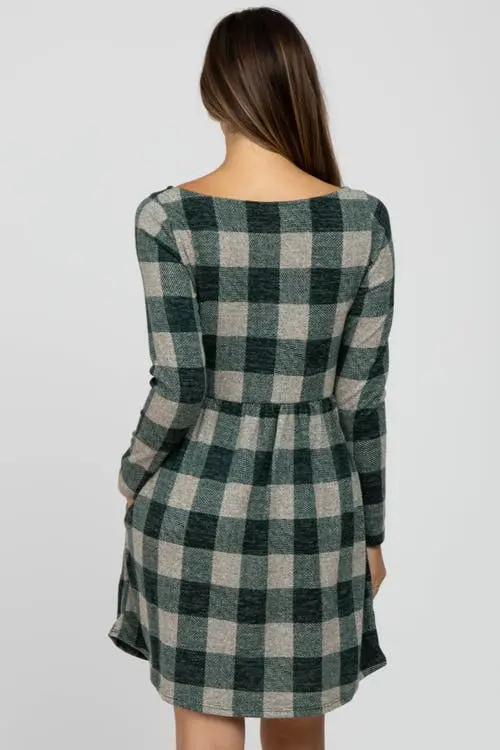 PINKBLUSH Plaid Knit Maternity Dress