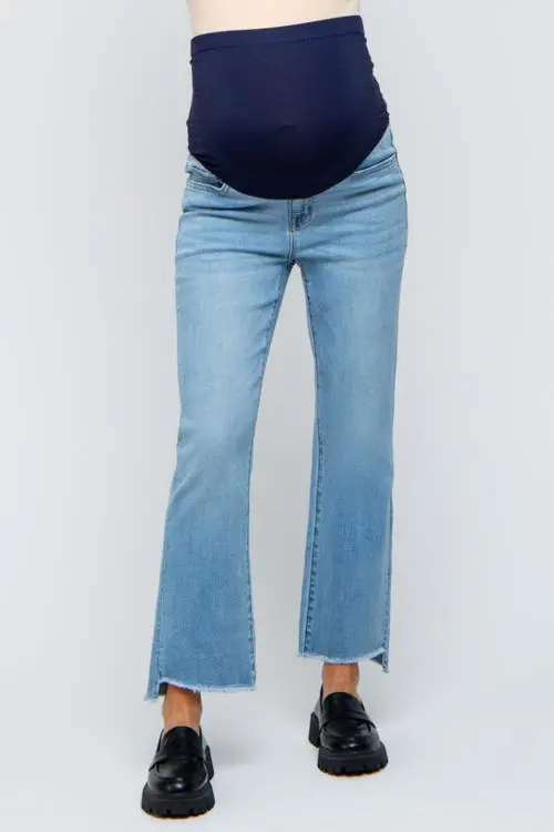 PINKBLUSH Raw Edge Crop Maternity Jeans