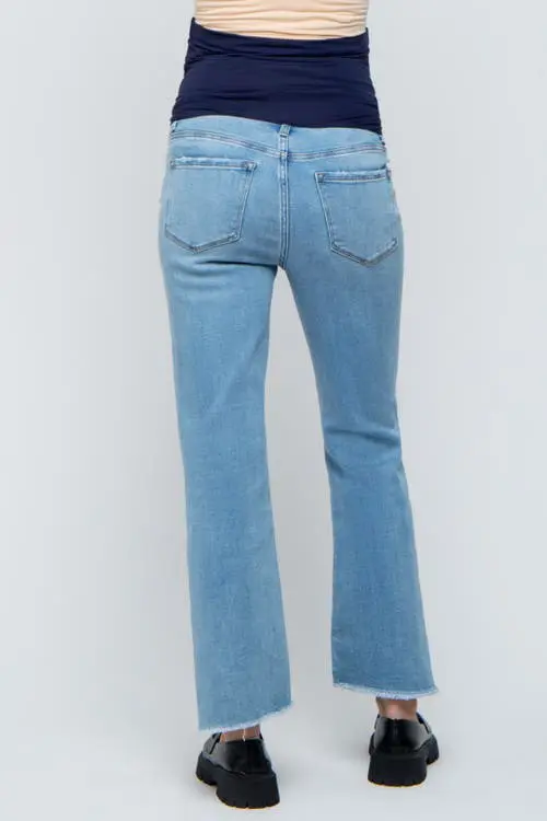 PINKBLUSH Raw Edge Crop Maternity Jeans