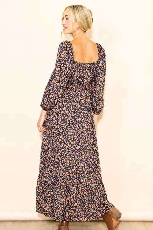 PINKBLUSH Floral Square Neck Ruffle Maxi Dress