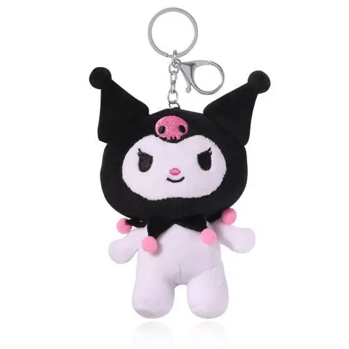 HELLO KITTY Kuromi Plush Bag Charm Keychain - Black/ White/ Pink