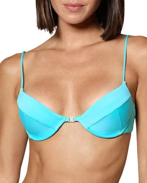 Kiki De Montparnasse Lace-up Demi Bikini Top - Ciel