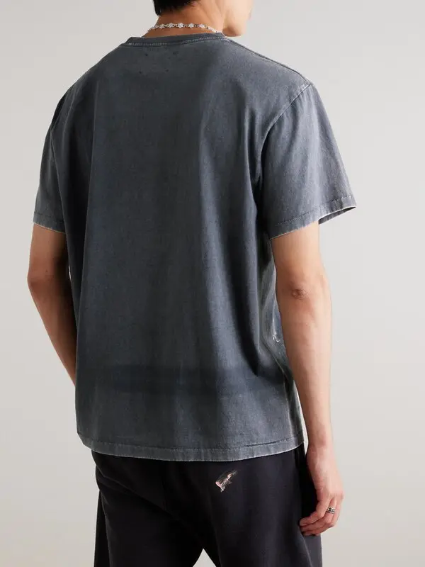 GALLERY DEPT. Logo-print Paint-splattered Cotton-jersey T-shirt
