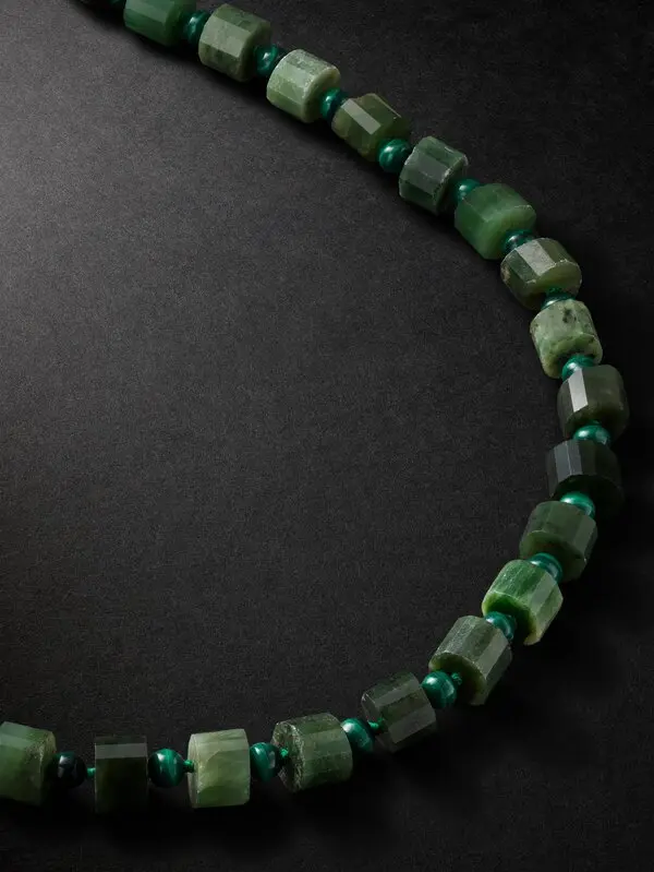 Jia Jia Oracle 14-karat Malachite And Jade Beaded Necklace - Gold