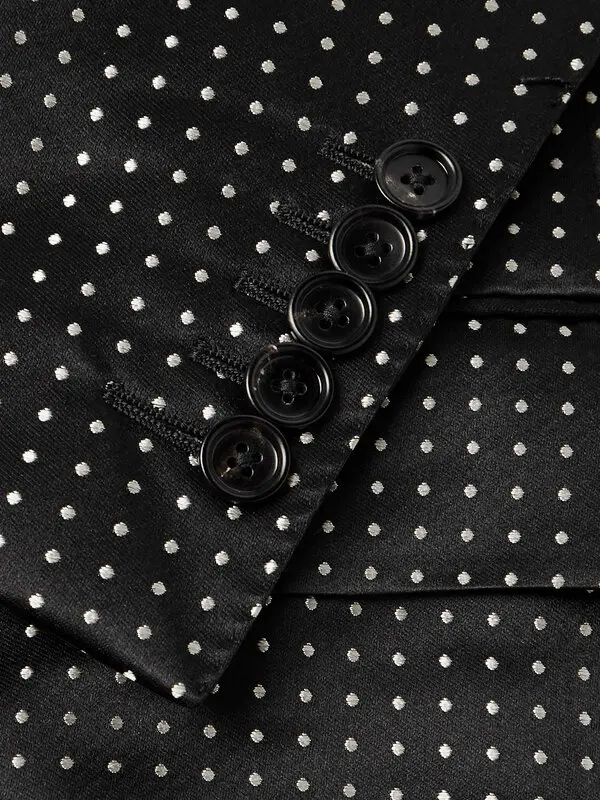 TOM FORD Double-breasted Polka-dot Mulberry Silk-duchesse Satin Tuxedo Jacket - Black