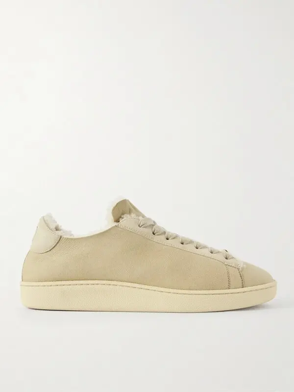 Valentino Garavani Shearling-lined Suede Sneakers - Neutrals