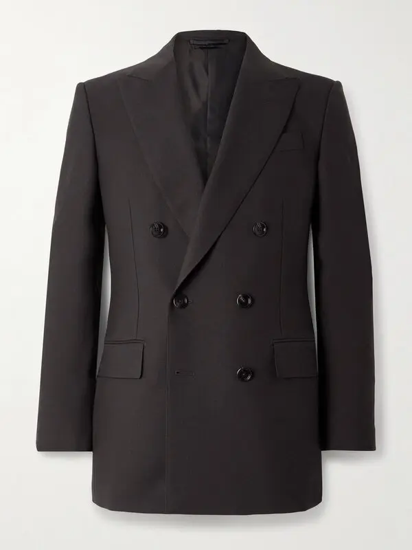 TOM FORD Hopsack Double-breasted Wool Suit Jacket