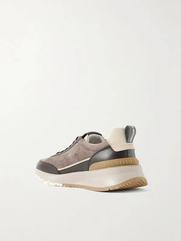 Brunello Cucinelli Leather-trimmed Suede Sneakers