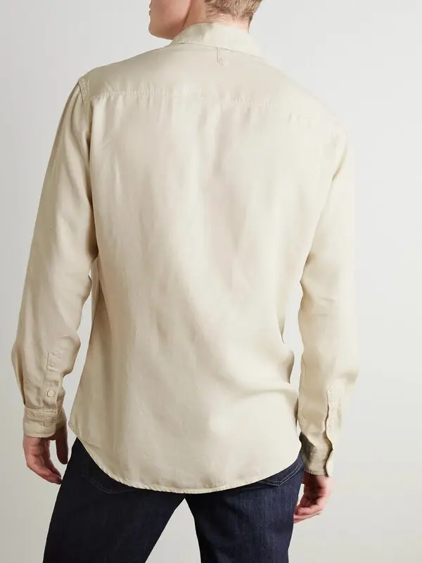 Canali Garment-dyed Lyocell-twill Shirt - Neutrals
