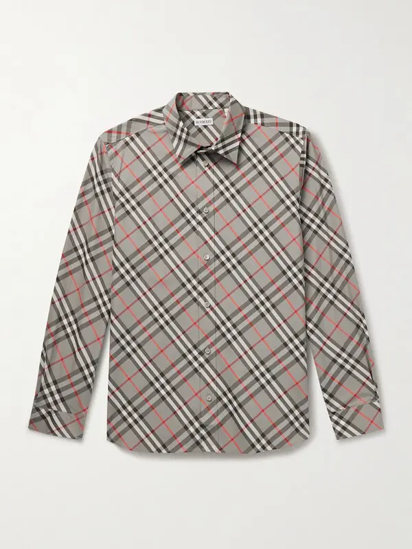 Burberry Checked Cotton-poplin Shirt - Neutrals