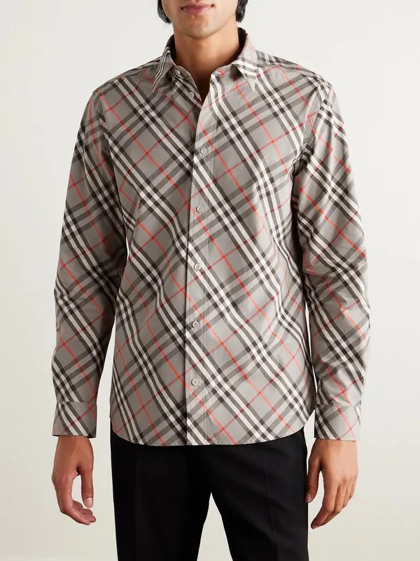 Burberry Checked Cotton-poplin Shirt - Neutrals