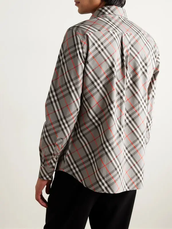 Burberry Checked Cotton-poplin Shirt - Neutrals