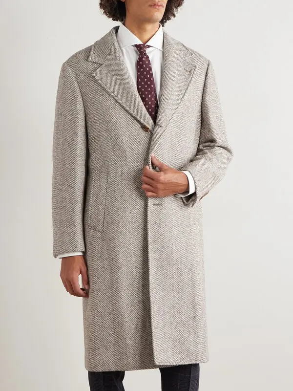 Brunello Cucinelli Herringbone Woven Coat - Neutrals