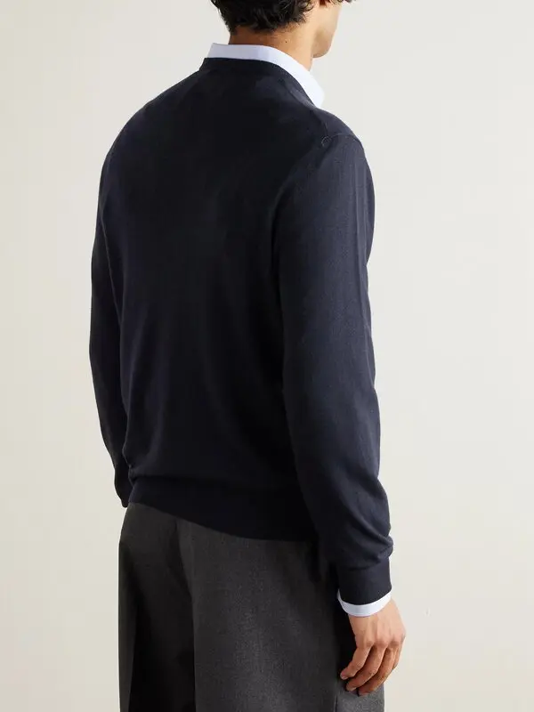 Canali Slim-fit Cashmere Sweater - Blue