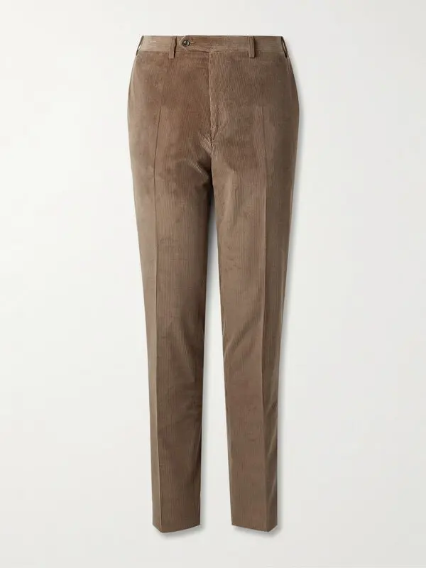 Canali Tapered Cotton-blend Corduroy Trousers