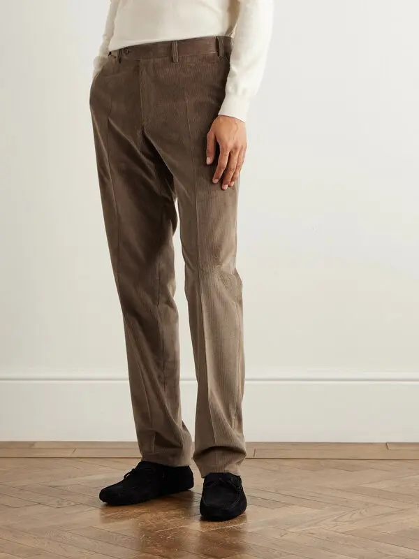 Canali Tapered Cotton-blend Corduroy Trousers