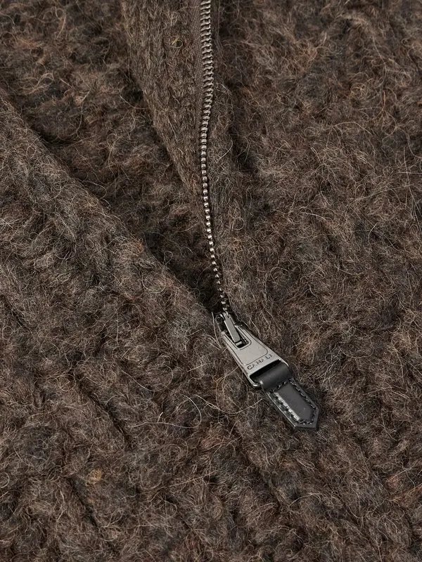 Canali Basketwoven Alpaca-blend Zip-up Cardigan
