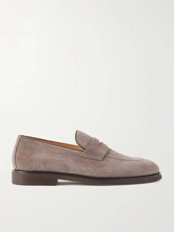 Brunello Cucinelli Suede Penny Loafers - Brown