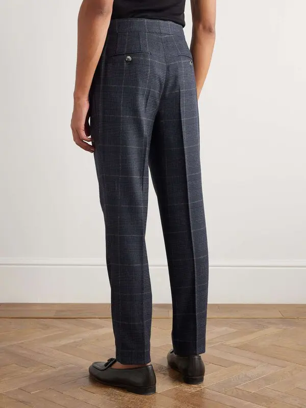 Brunello Cucinelli Straight-leg Checked Cashmere And Wool-blend Trousers