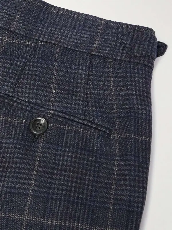 Brunello Cucinelli Straight-leg Checked Cashmere And Wool-blend Trousers