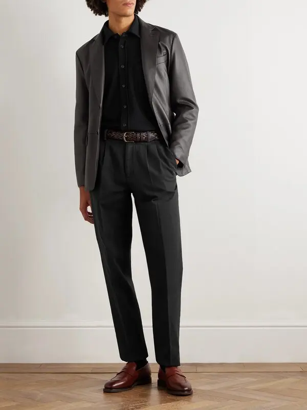Brunello Cucinelli Straight-leg Pleated Cotton-corduroy Trousers - Gray