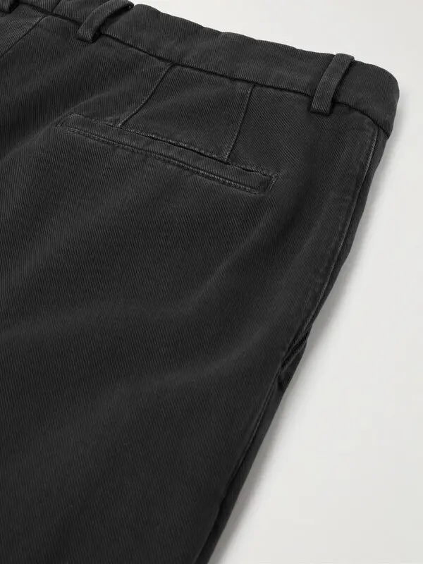 Brunello Cucinelli Straight-leg Pleated Cotton-corduroy Trousers - Gray