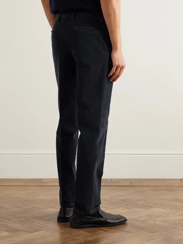 Boglioli Straight-leg Garment-dyed Cotton-blend Corduroy Trousers - Blue