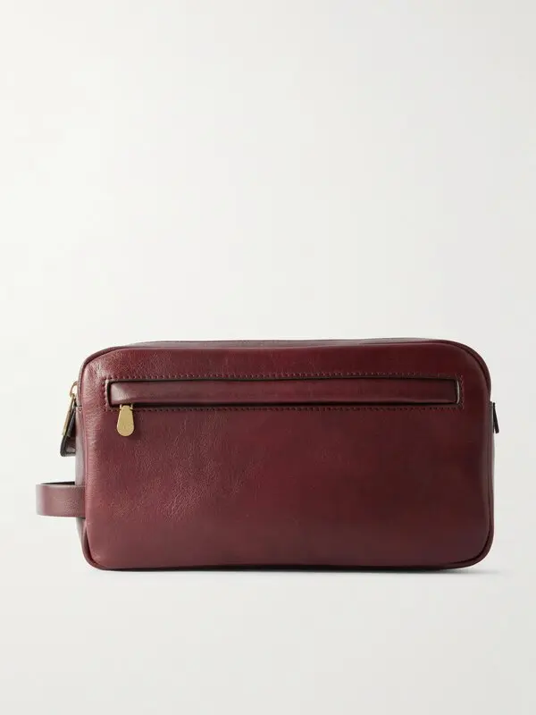Brunello Cucinelli Leather Wash Bag - Burgundy