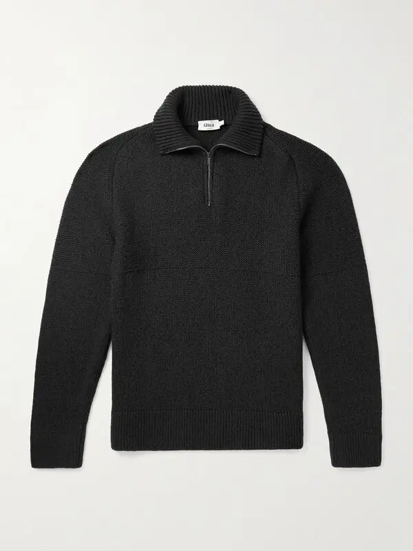Altea Wool-blend Half-zip Sweater - Green