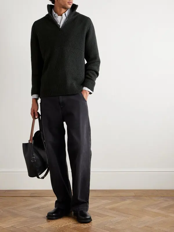 Altea Wool-blend Half-zip Sweater - Green