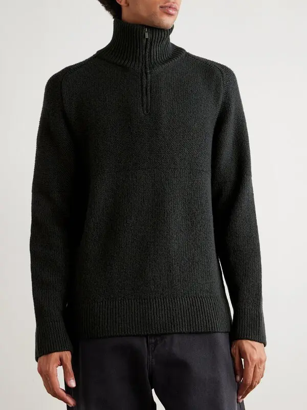 Altea Wool-blend Half-zip Sweater - Green