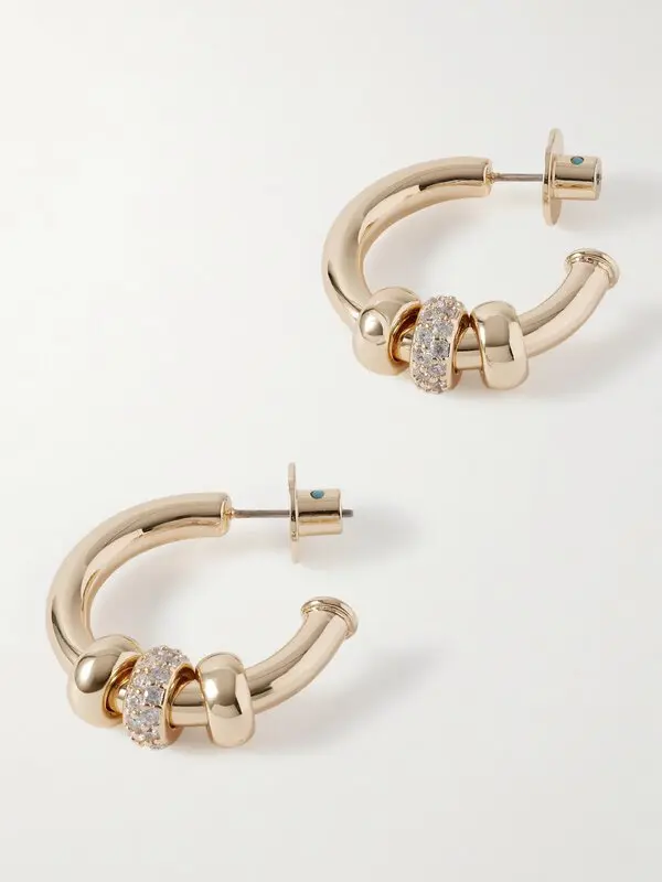 ROXANNE ASSOULIN The Slider Crystal Hoop Earrings - Gold