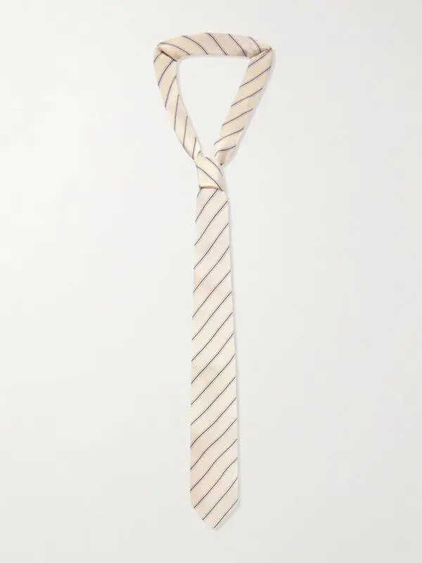 THE FRANKIE SHOP Lene Striped Twill Tie - Neutrals