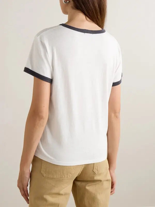 MOTHER The Lil Goodie Printed Cotton-blend Jersey T-shirt - White