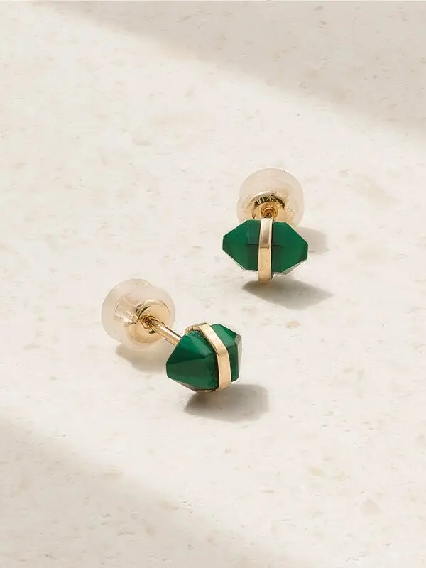 MELISSA JOY MANNING 14-karat Recycled Malachite Stud Earrings - Gold