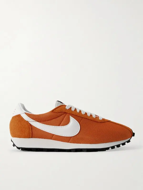 Nike Ld-1000 Leather And Brushed Suede-trimmed Mesh Sneakers - Orange