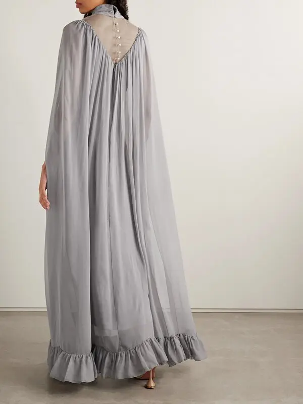 gray silk chiffon dress Dove Gray Bridesmaid Dress Chiffon Size XL