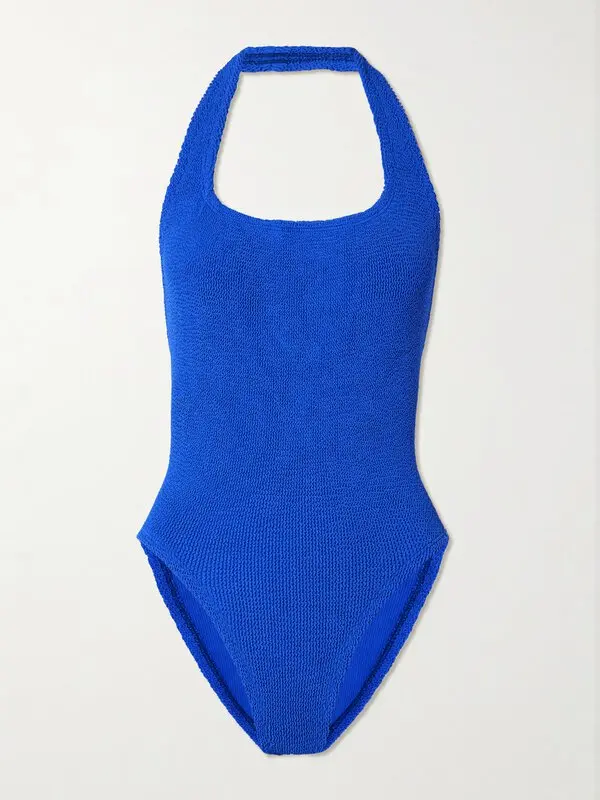 Hunza G Sandy Original Crinkle Halterneck One-piece Swimsuit - Blue
