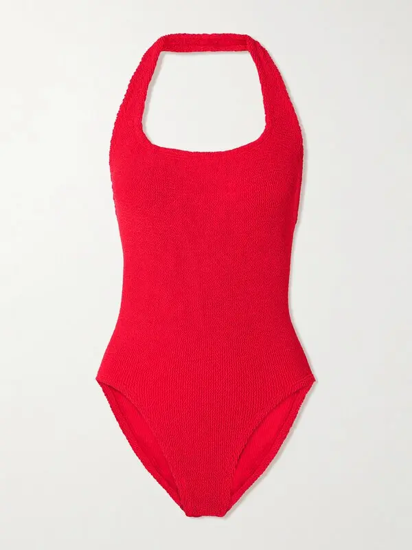 Hunza G Sandy Original Crinkle Halterneck One-piece Swimsuit - Red