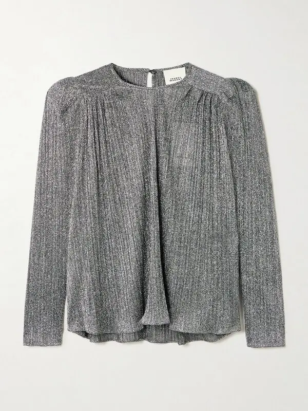 Isabel Marant Eylia Gathered Lamé Blouse