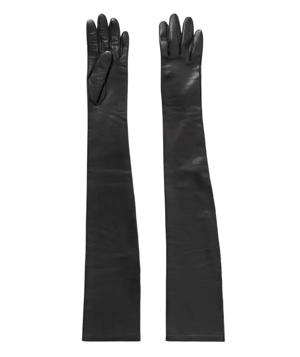 Khaite Remo Long Leather Gloves - Black
