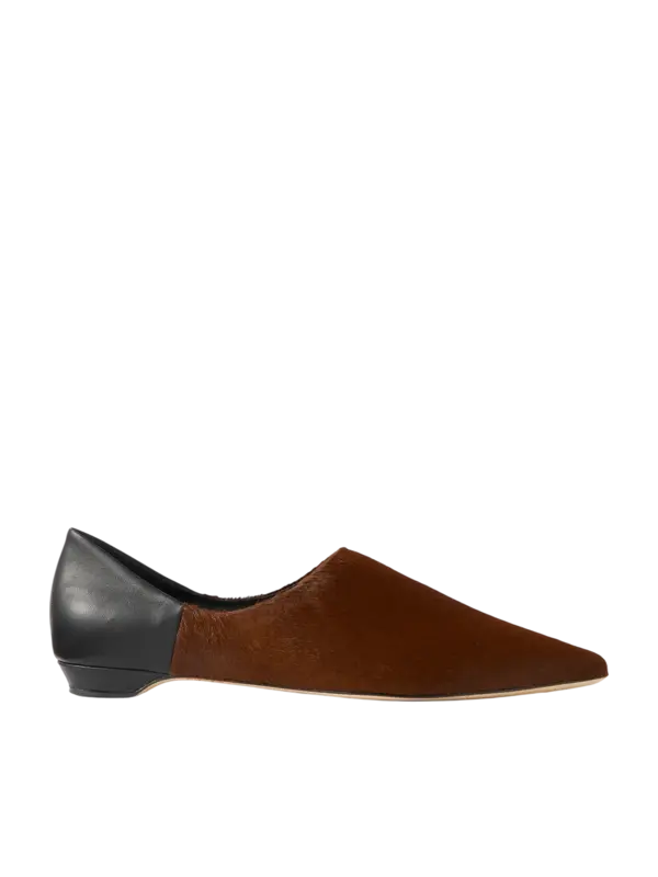 JAMIE HALLER Collapsible-heel Leather And Calf Hair Mules