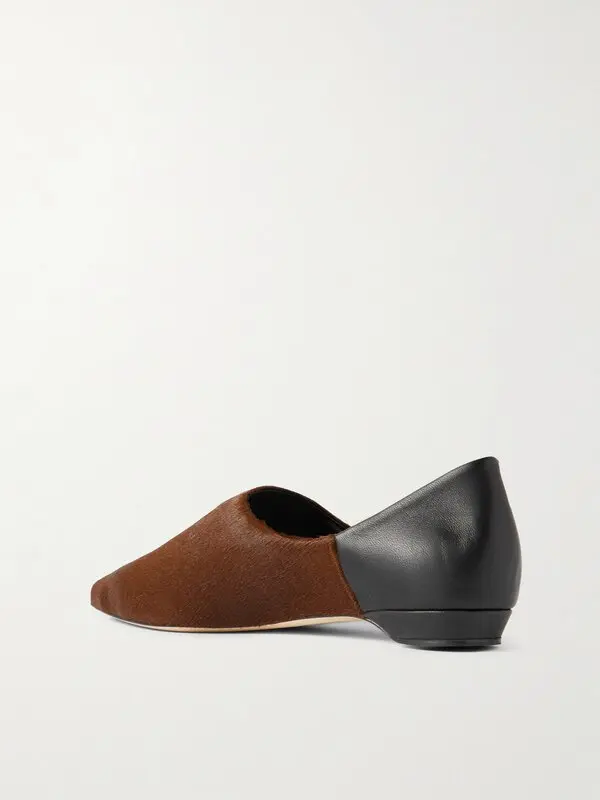 JAMIE HALLER Collapsible-heel Leather And Calf Hair Mules