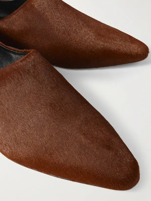 JAMIE HALLER Collapsible-heel Leather And Calf Hair Mules