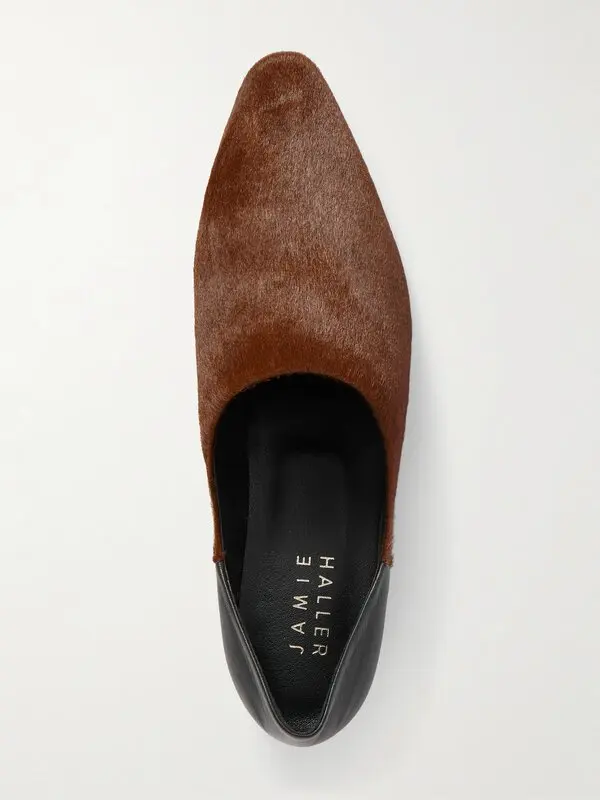 JAMIE HALLER Collapsible-heel Leather And Calf Hair Mules